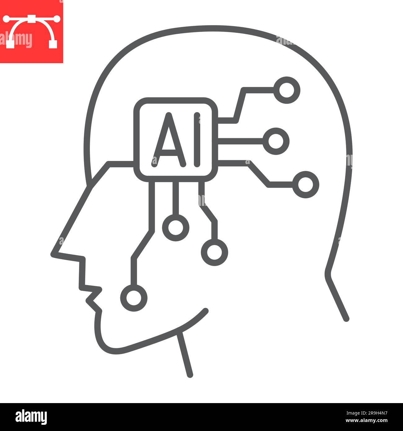 Artificial intelligence line icon, technology and AI, artificial brain ... Artificial intelligence line icon, technology and AI, artificial brain ...