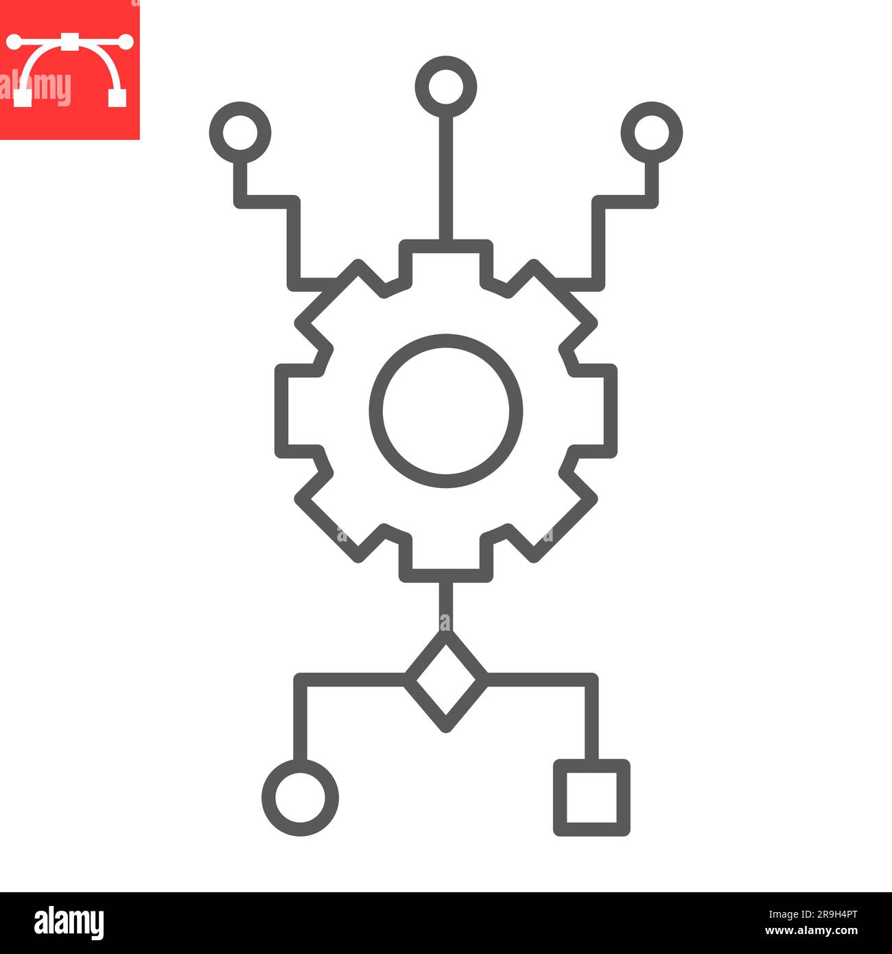 Algorithm line icon, technology and artificial intelligence, automated ... Algorithm line icon, technology and artificial intelligence, automated ...