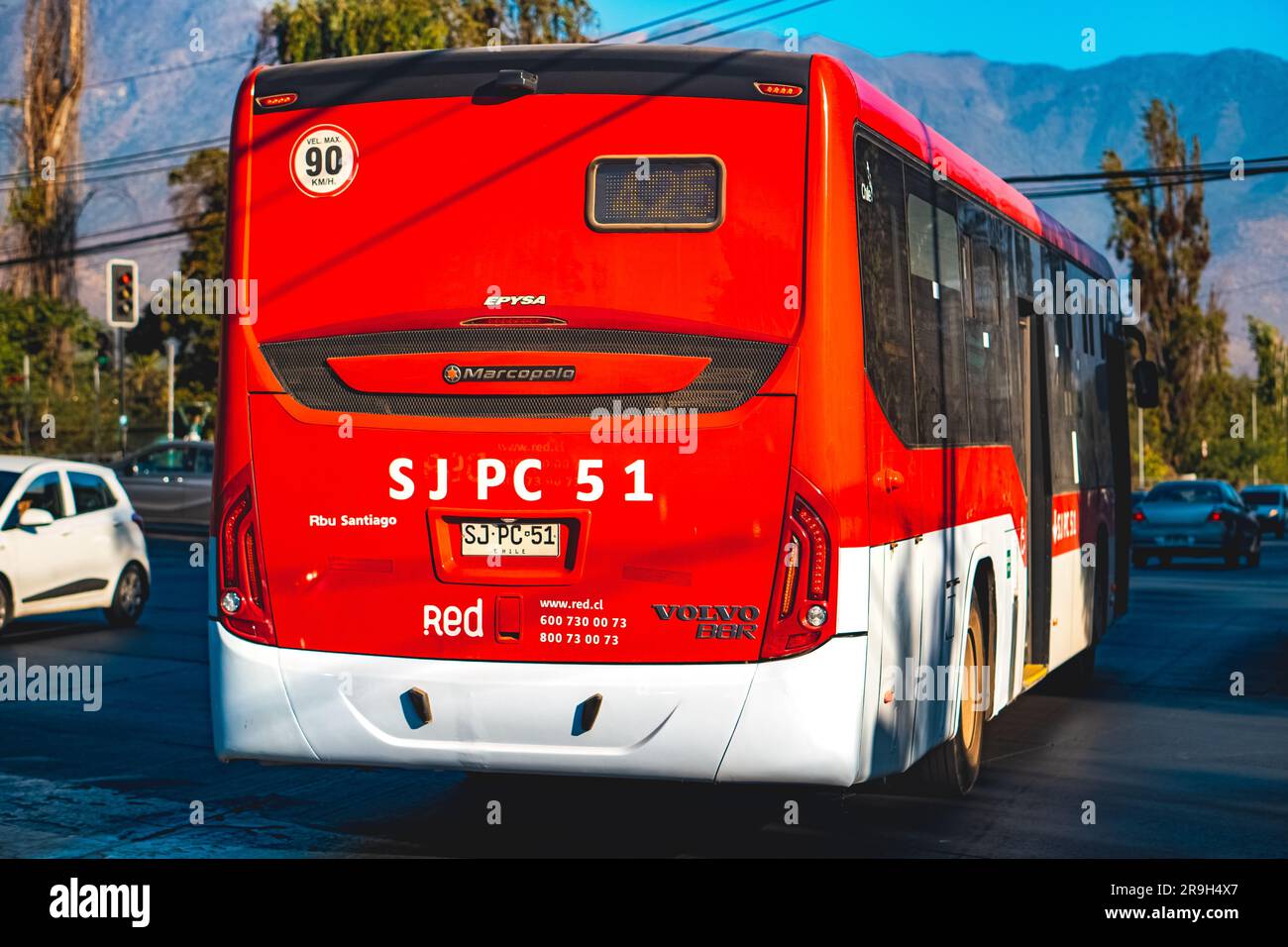 Santiago, Chile - February 14 2023: A public transport Transantiago, or ...