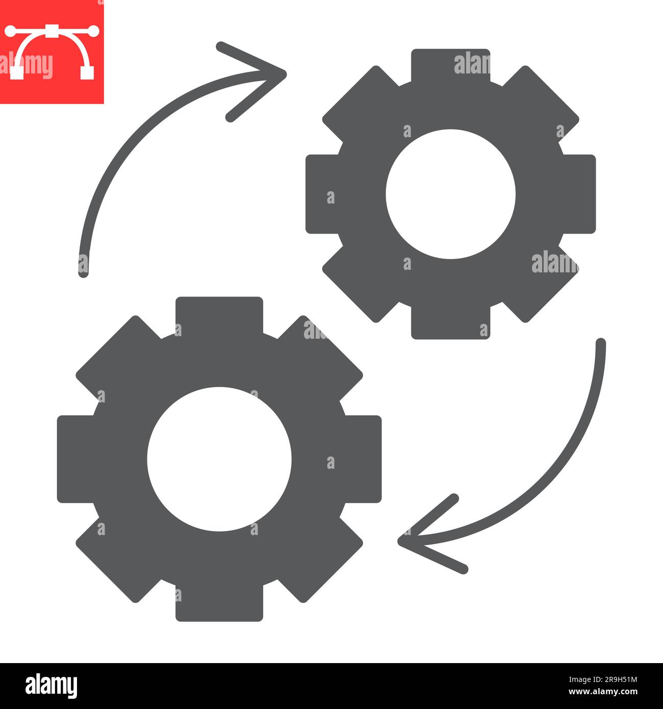 Avtomatic solution glyph icon, technology and artificial intelligence, cogwheel rotate vector ...