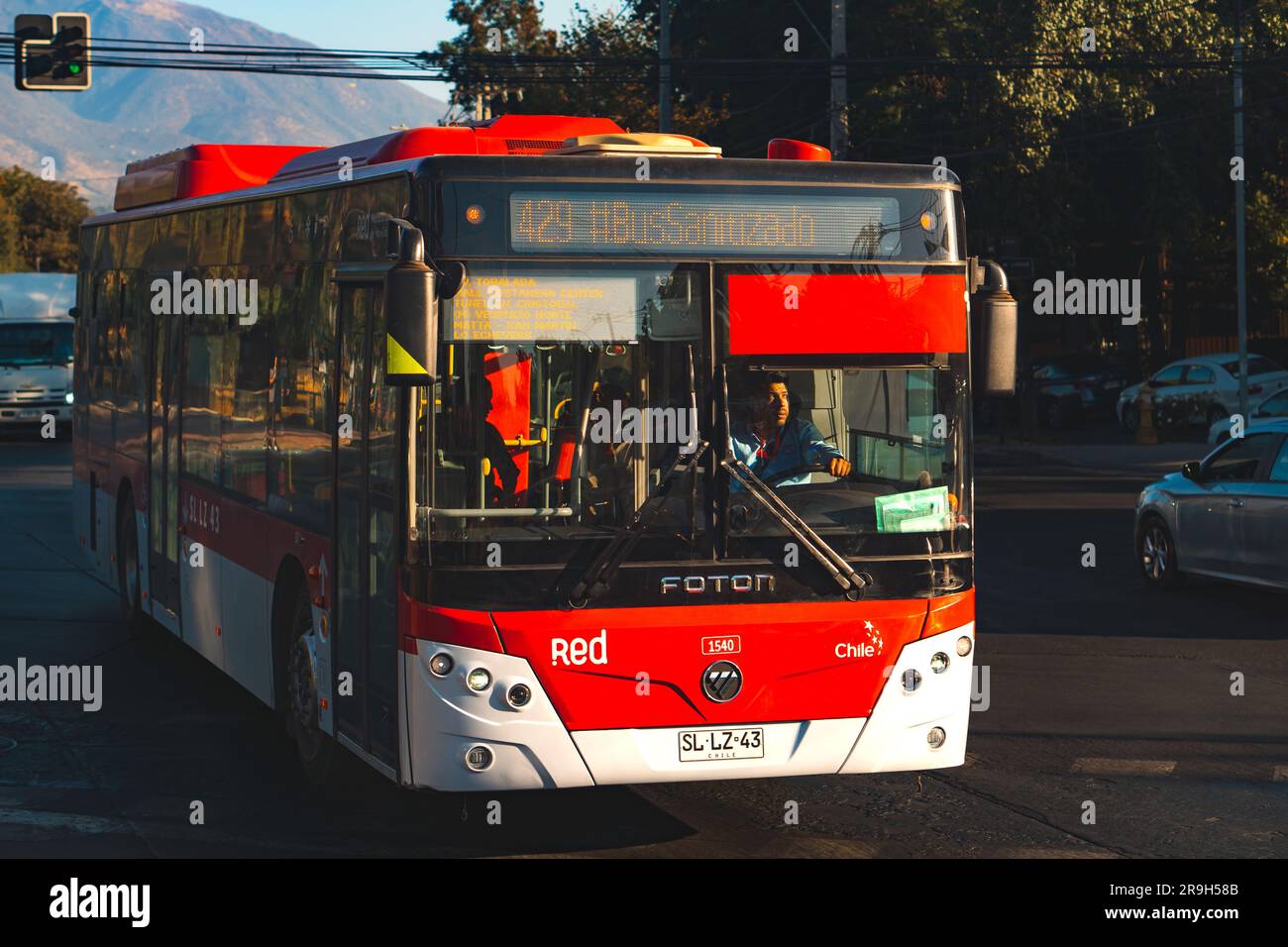 Santiago, Chile - February 14 2023: A public transport Transantiago, or ...