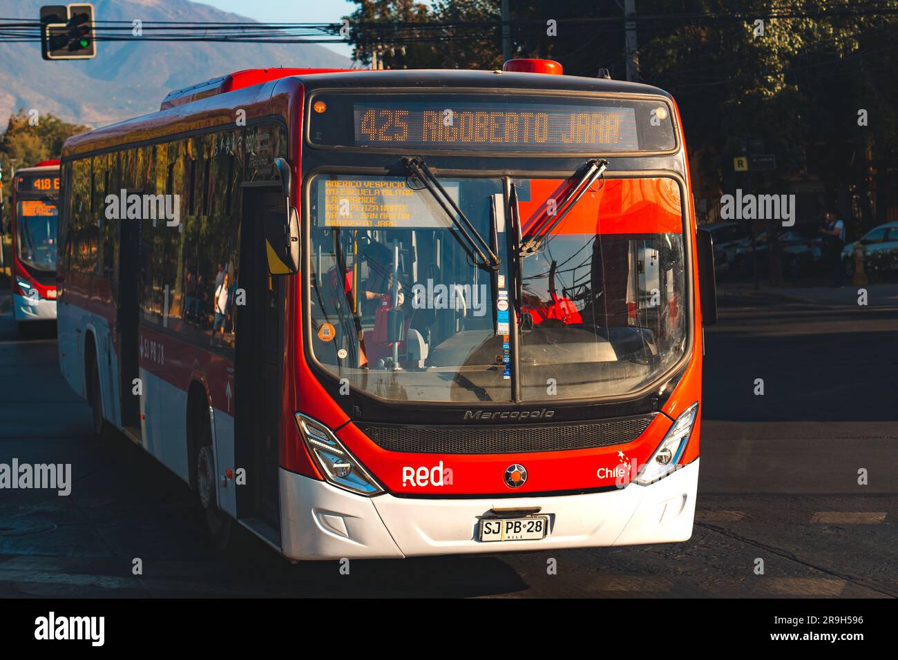 Santiago, Chile - February 14 2023: A public transport Transantiago, or ...