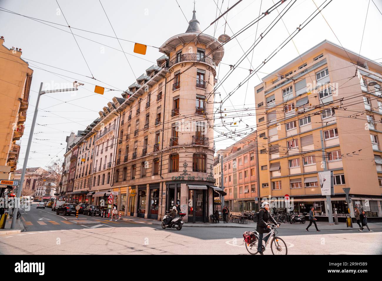Geneva, Switzerland - MAR 25, 2022: Generic architecture and street ...