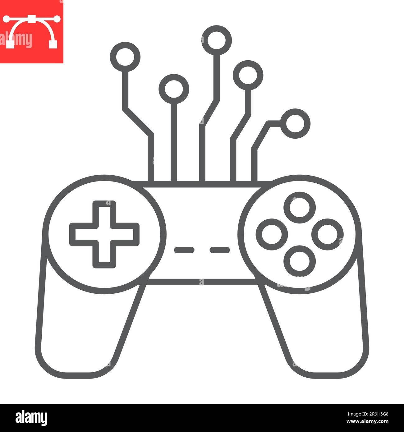 AI game line icon, technology and artificial intelligence, ai gaming ...