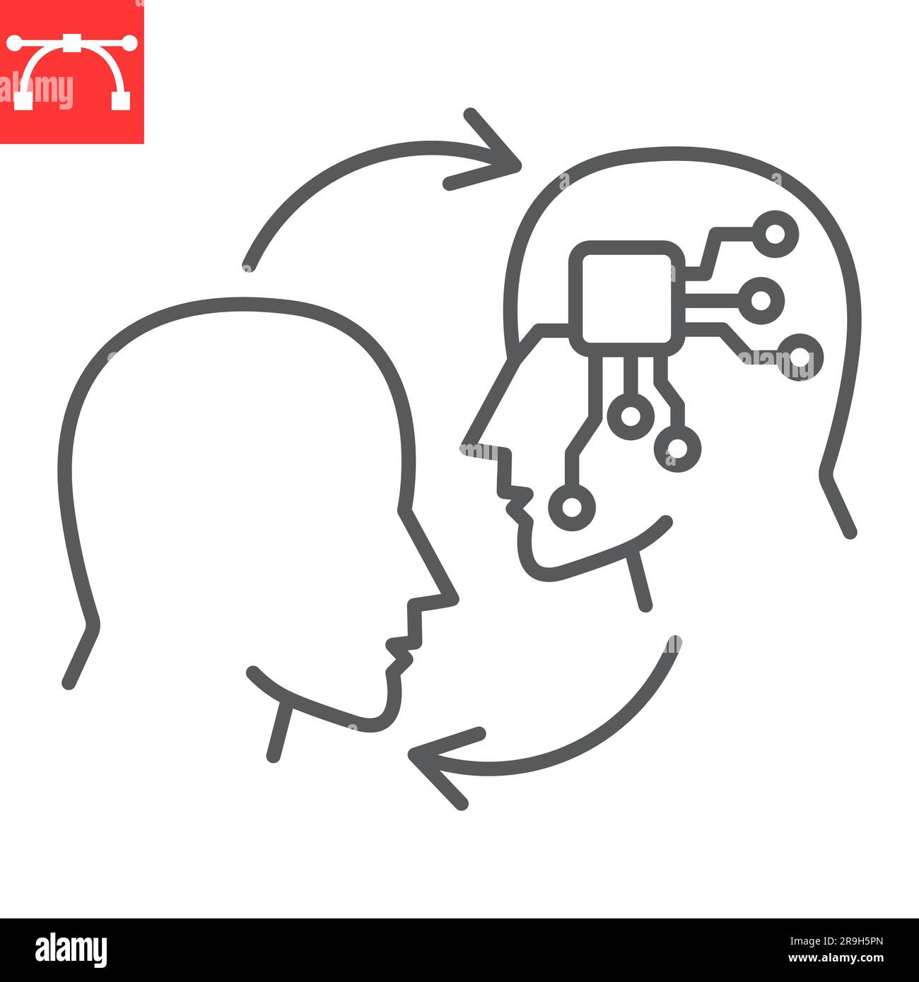 AI communication line icon, technology and artificial intelligence, ai ...