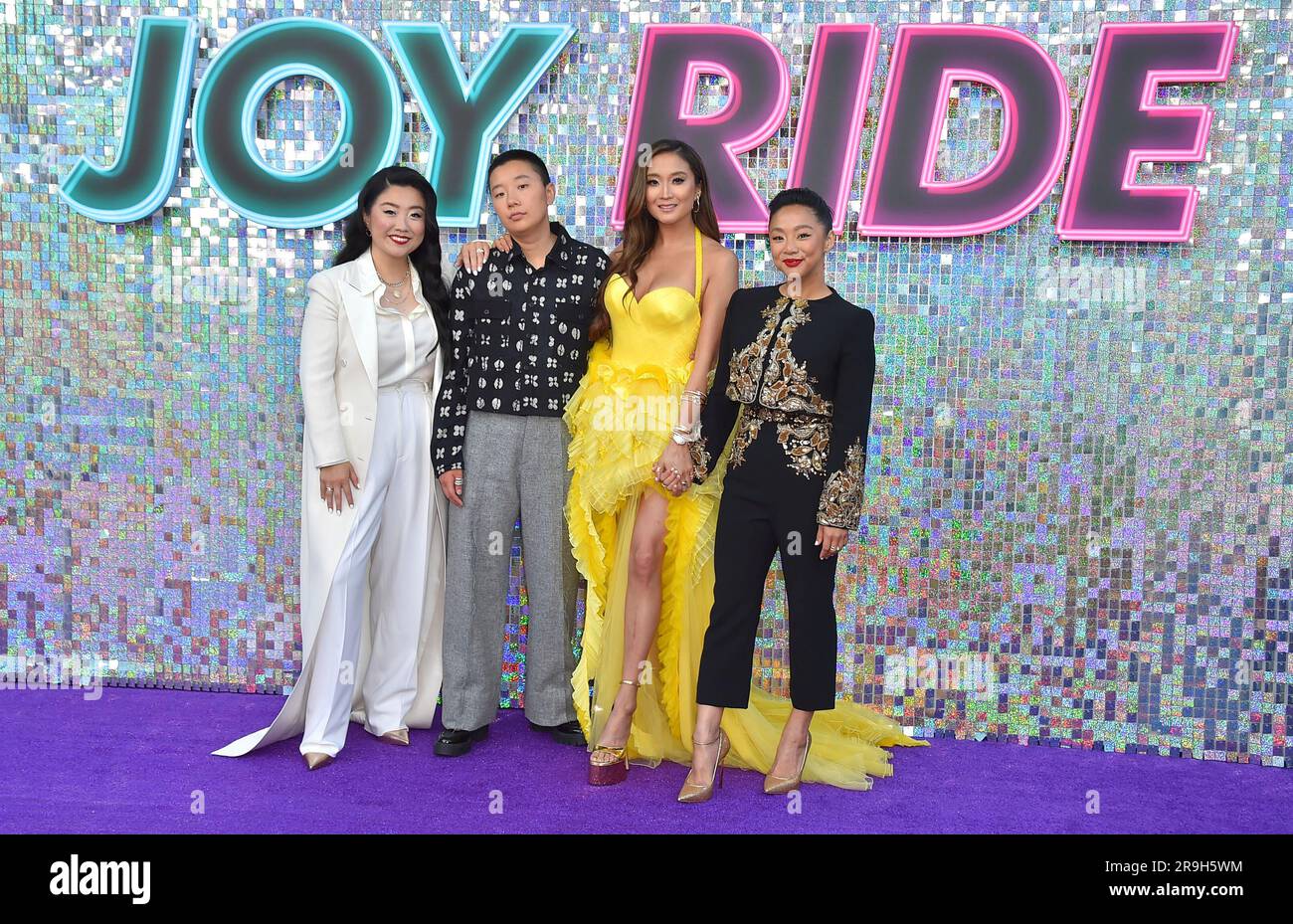 Sherry Cola, from left, Sabrina Wu, Ashley Park and Stephanie Hsu arrive at the Los Angeles ...
