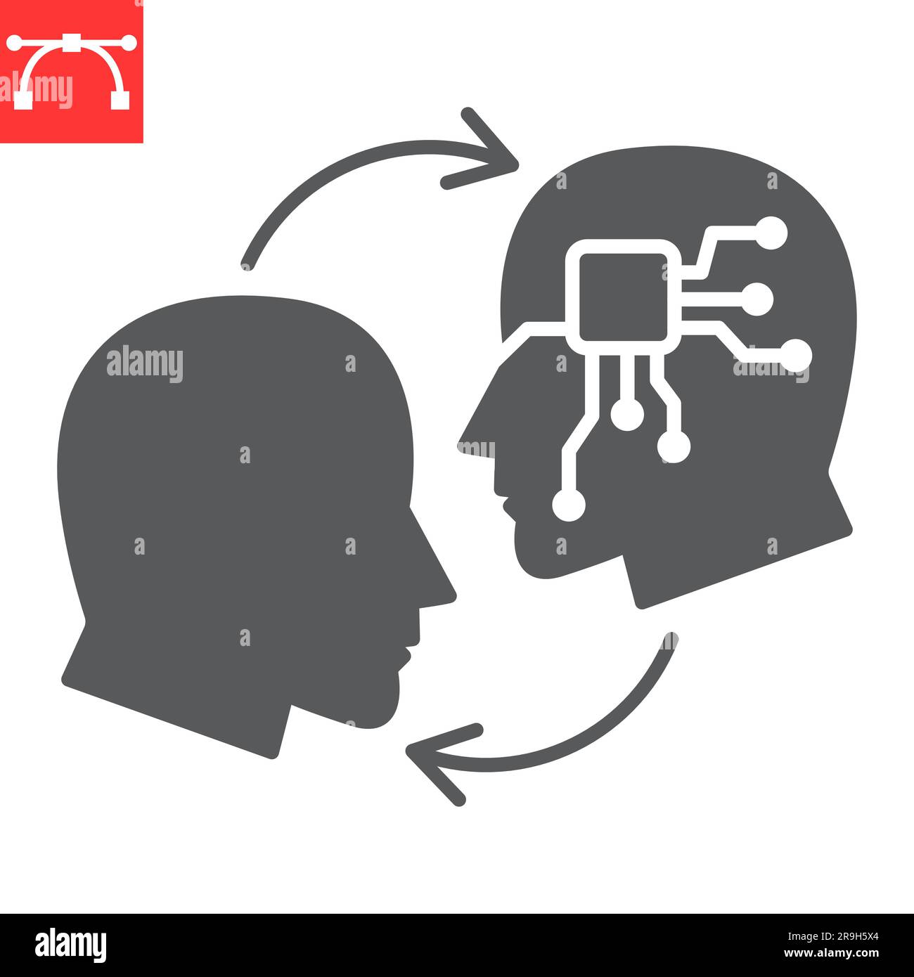 AI communication glyph icon, technology and artificial intelligence, ai ... AI communication glyph icon, technology and artificial intelligence, ai ...