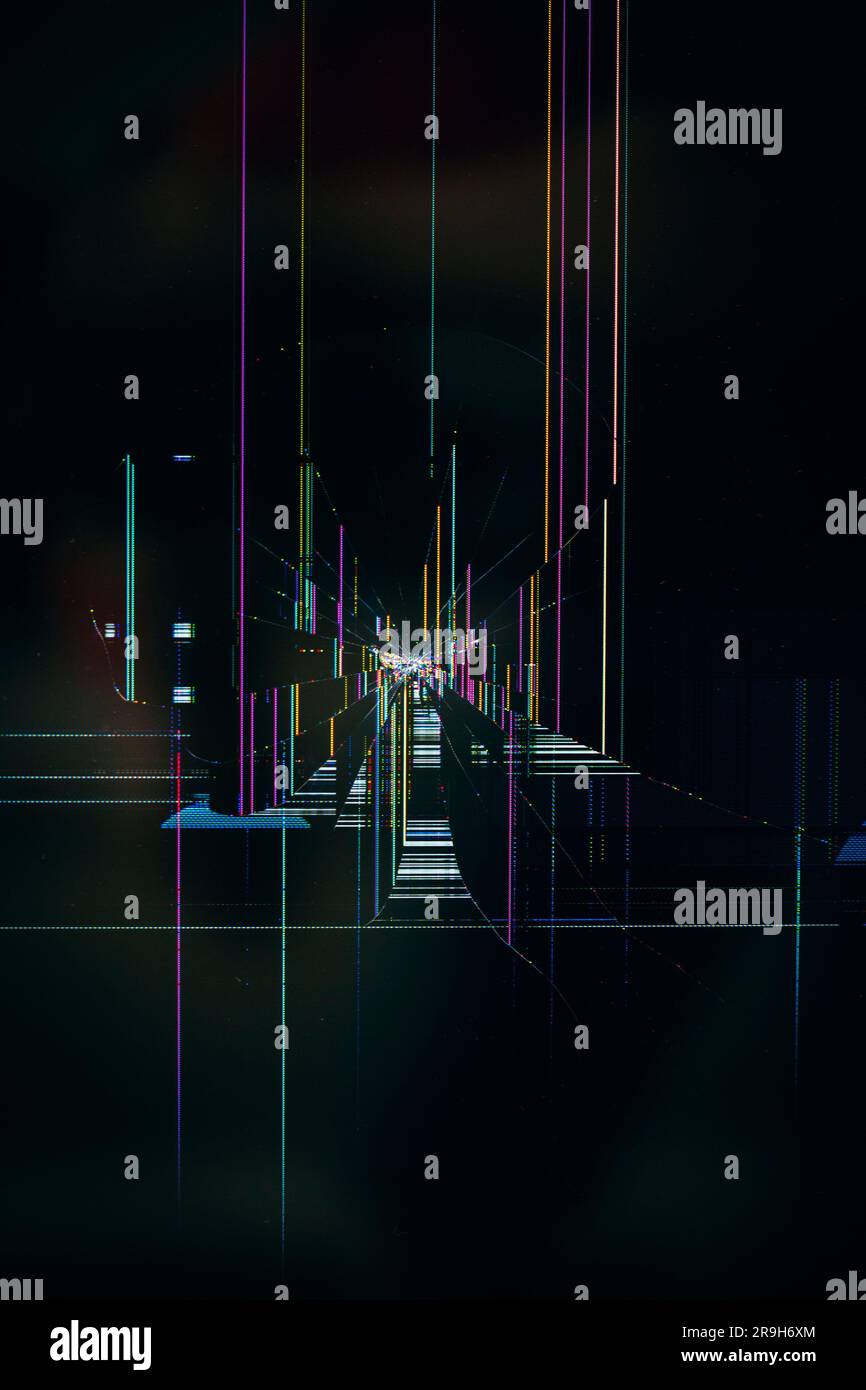 Broken Liquid Crystal Display screen with broken glass digital pattern ...