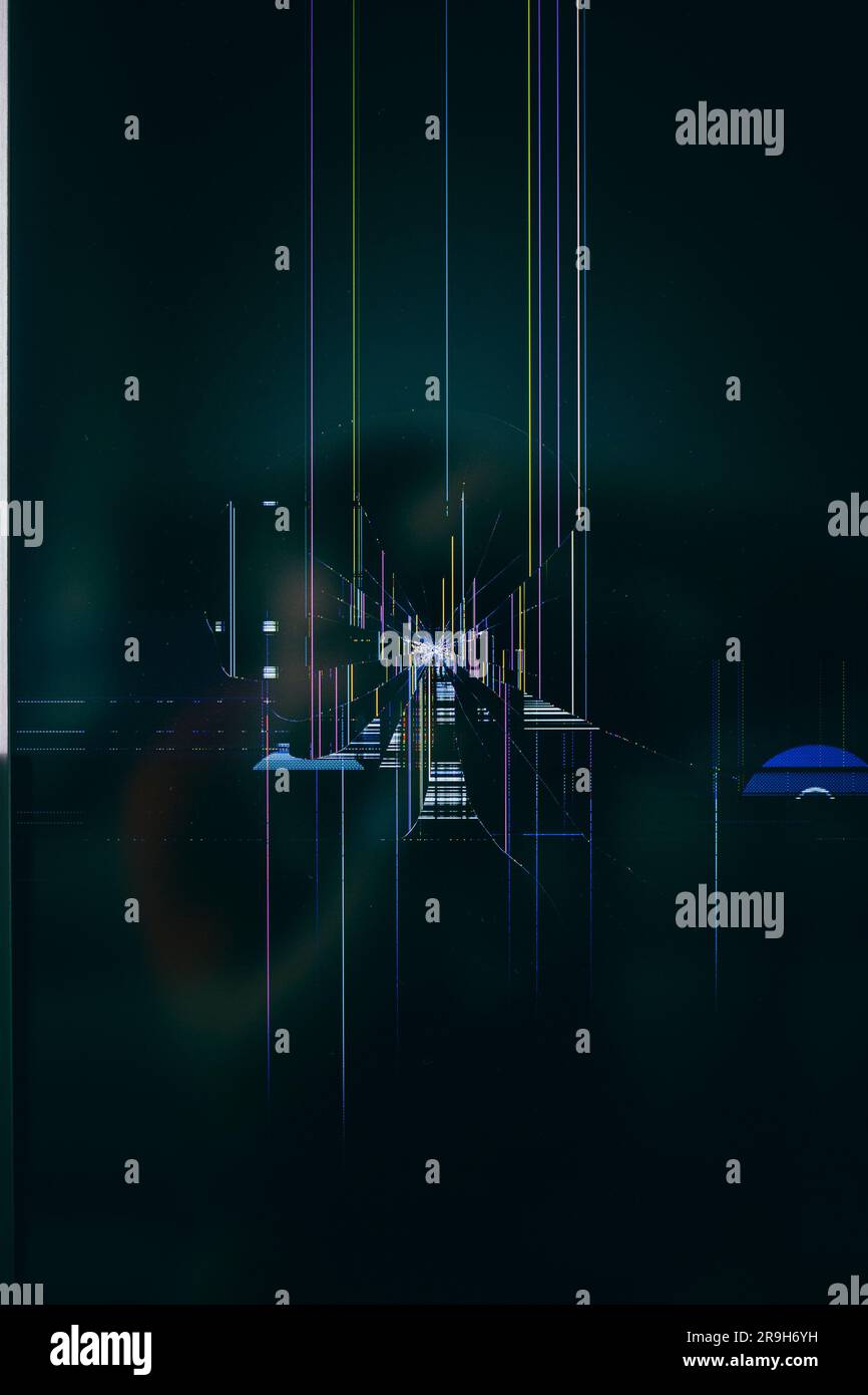 Broken Liquid Crystal Display screen with broken glass digital pattern ...