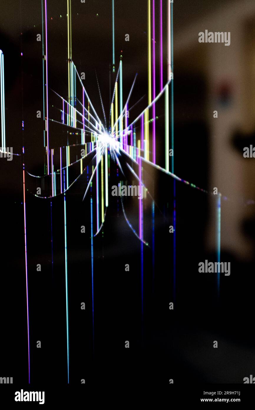 Broken Liquid Crystal Display screen with broken glass digital pattern ...