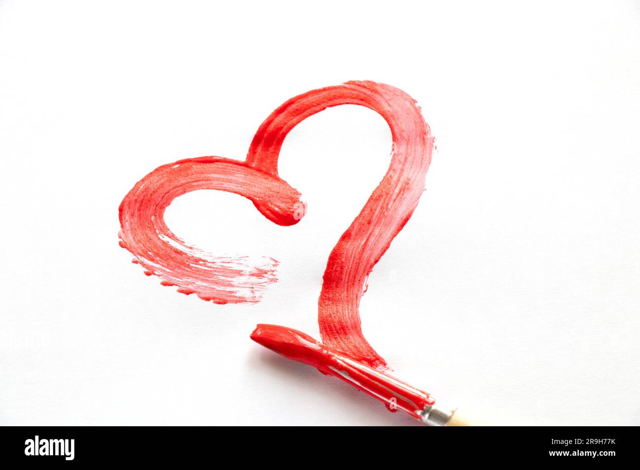 red heart painted in watercolor on white Stock Photo - Alamy