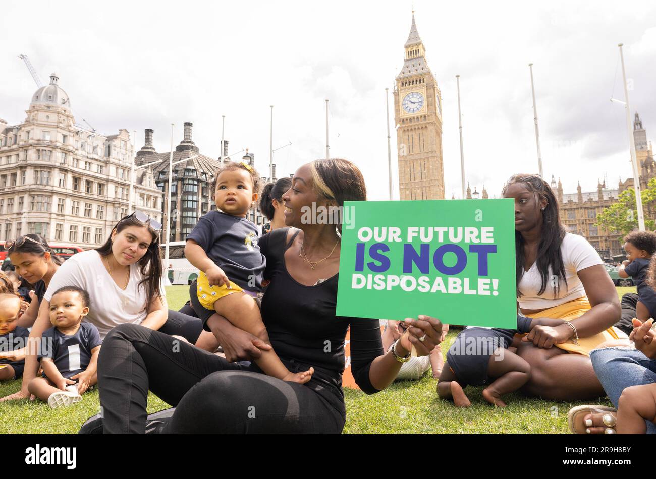 EDITORIAL USE ONLY A group of babies attend a protest in Parliament ...