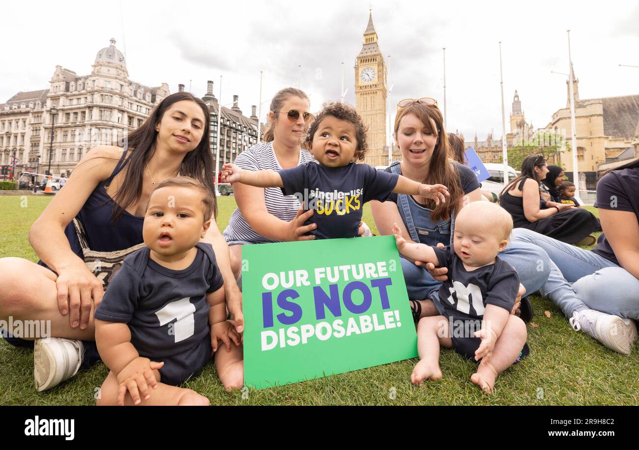 EDITORIAL USE ONLY A group of babies attend a protest in Parliament ...
