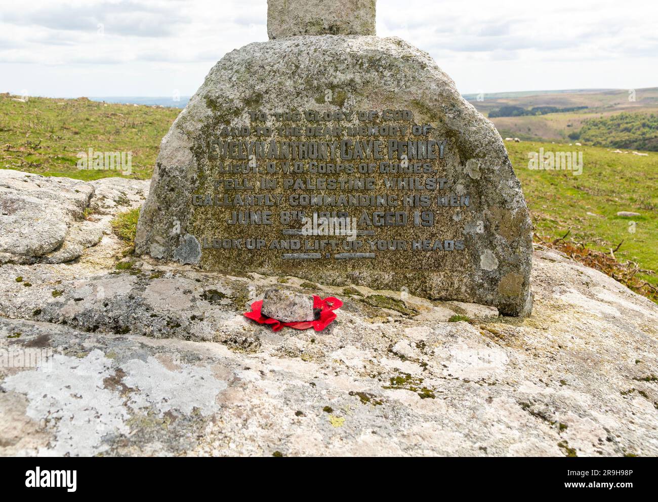 War remembrance monument Cave-Penney Memorial cross 1918, Corndon Down ...