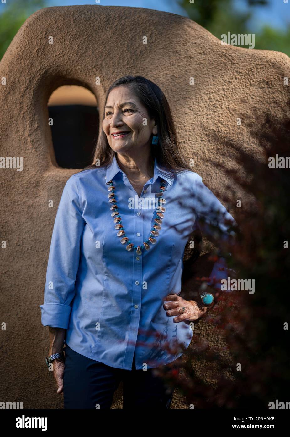 U.S. Interior Secretary Deb Haaland poses for a picture, in Albuquerque ...