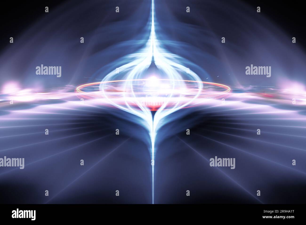 Conceptual fractal illustration of nuclear fusion, plasma reaction. 3d ...