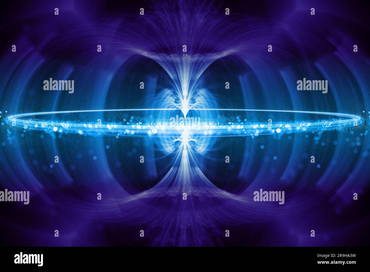 Conceptual fractal illustration of nuclear fusion, plasma reaction. 3d ...