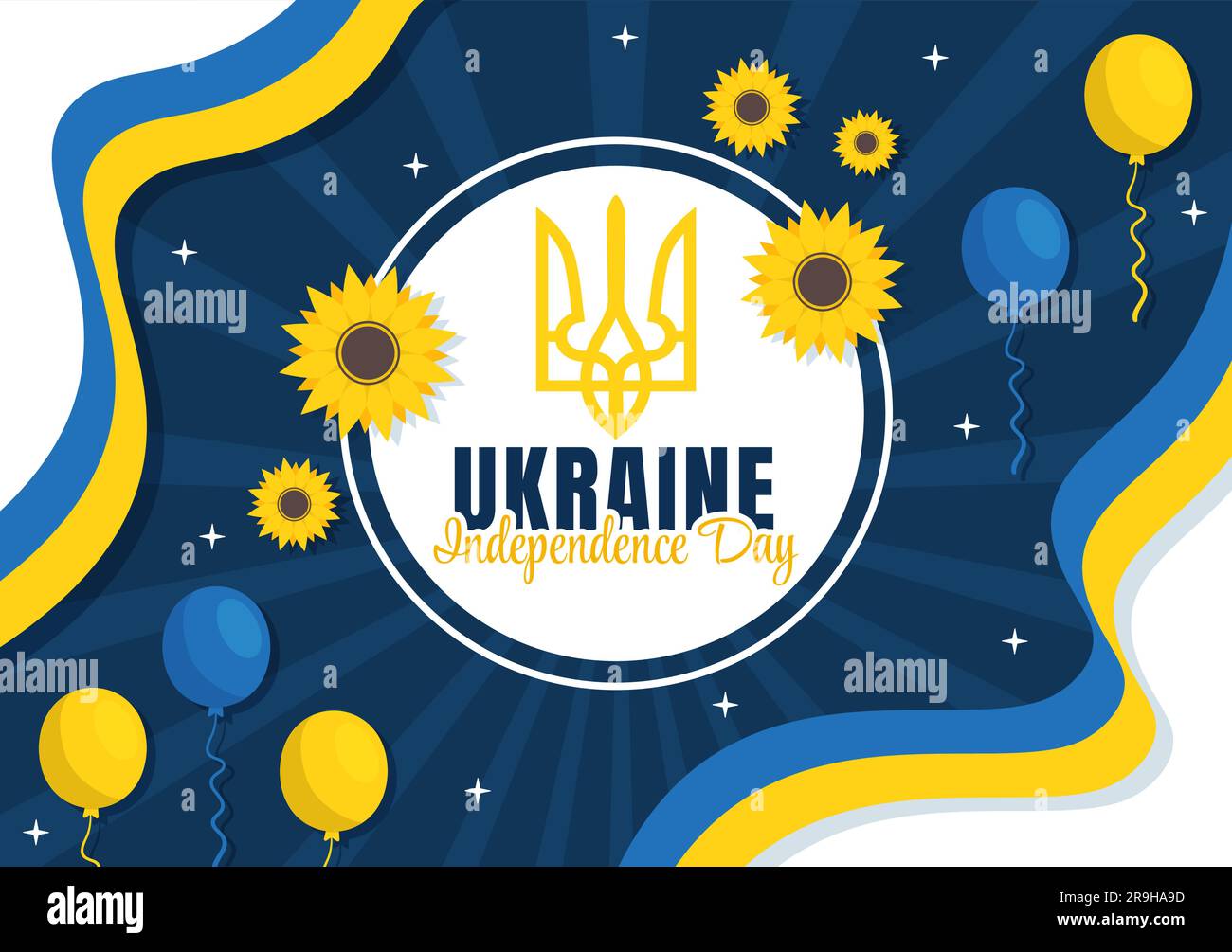 Happy Ukraine Independence Day Vector Illustration on 24 August with ...