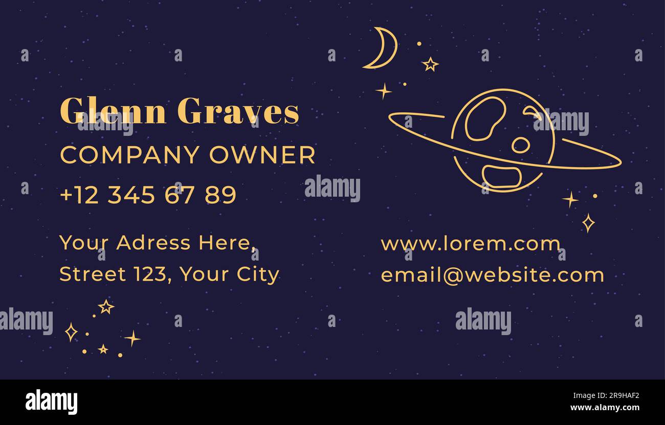 Company owner business card template space theme Stock Vector Image ...