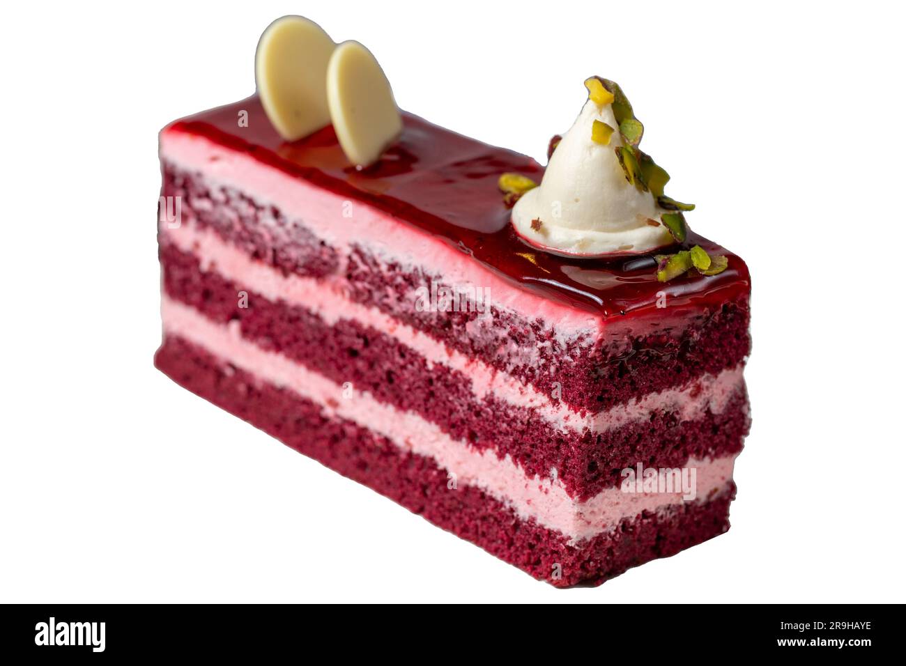 Raspberry cake isolated on white background. Layered raspberry cake ...