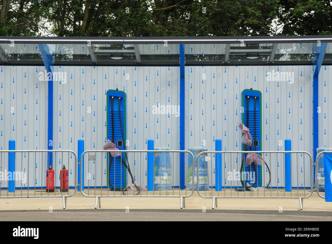 EV power electric vehicle charging station under construction Stock ...