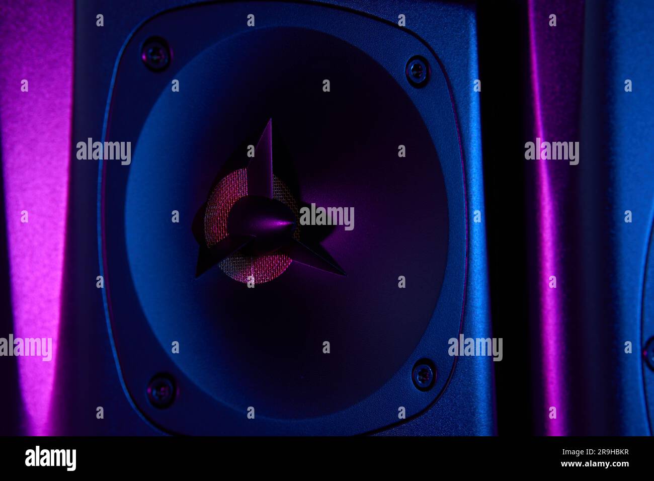 Multimedia acoustic sound speaker with neon lighting. Sound audio ...