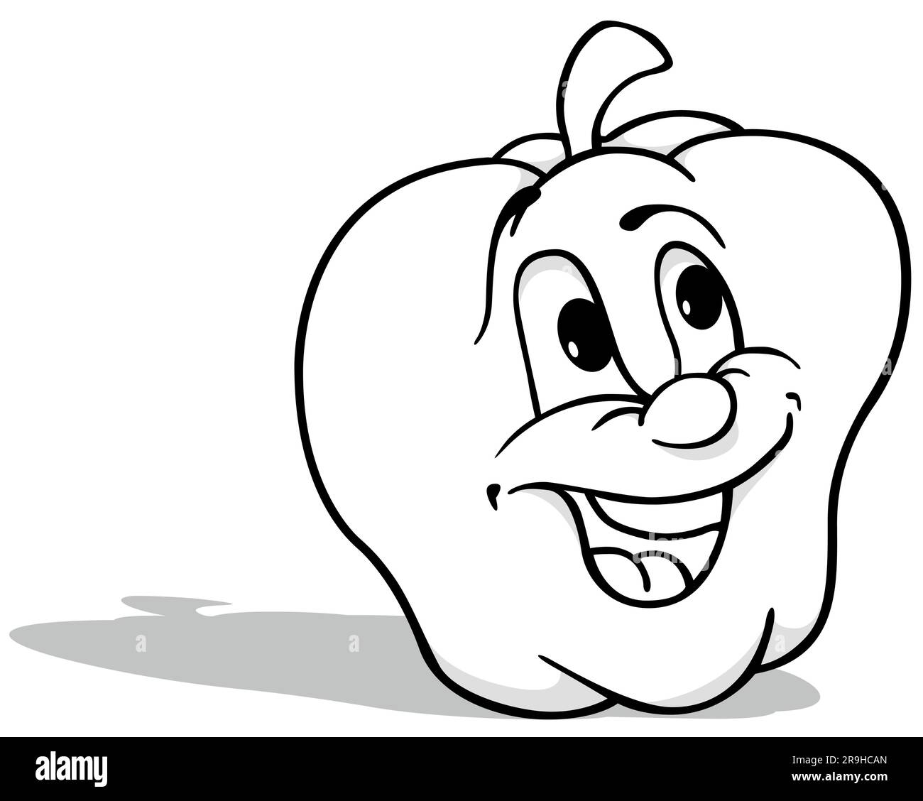 Drawing of an Apple with a Smiling Face Stock Vector Image & Art - Alamy