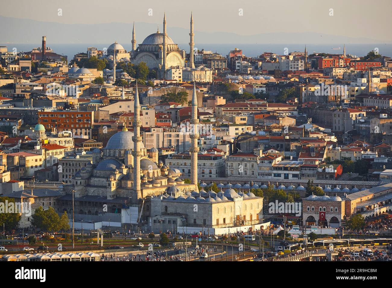 Istanbul city center. Sultanahmet neighborhood and golden horn strait ...