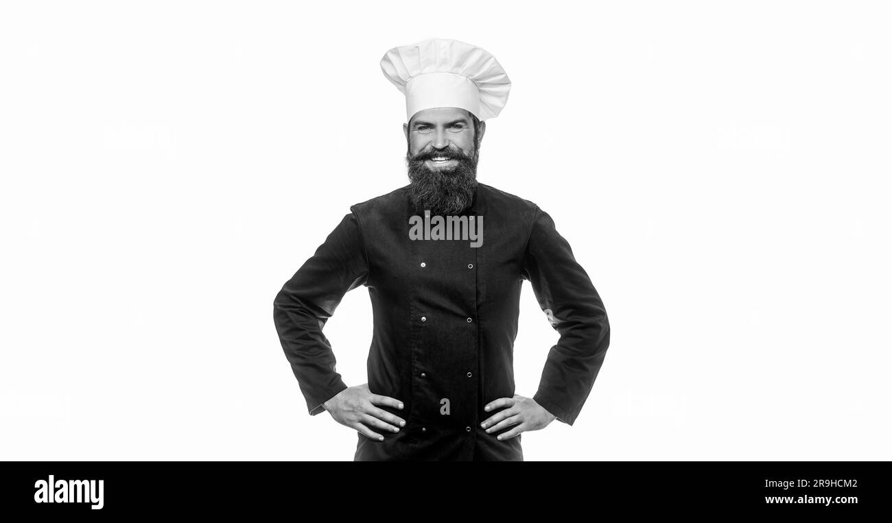 Bearded chef, cooks or baker. Bearded male chefs isolated. Cook hat ...