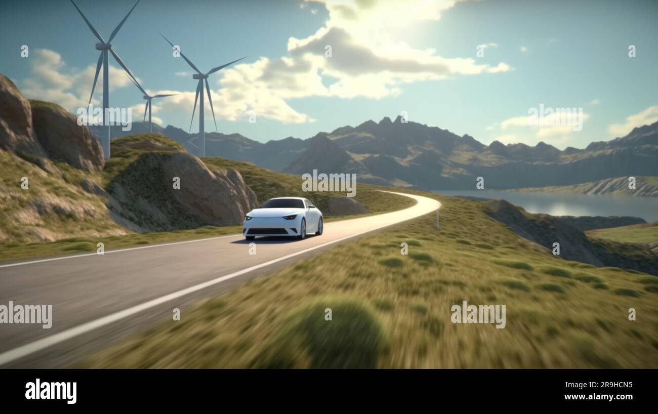 Electric vehicles and wind farms. The concept of environmentally ...