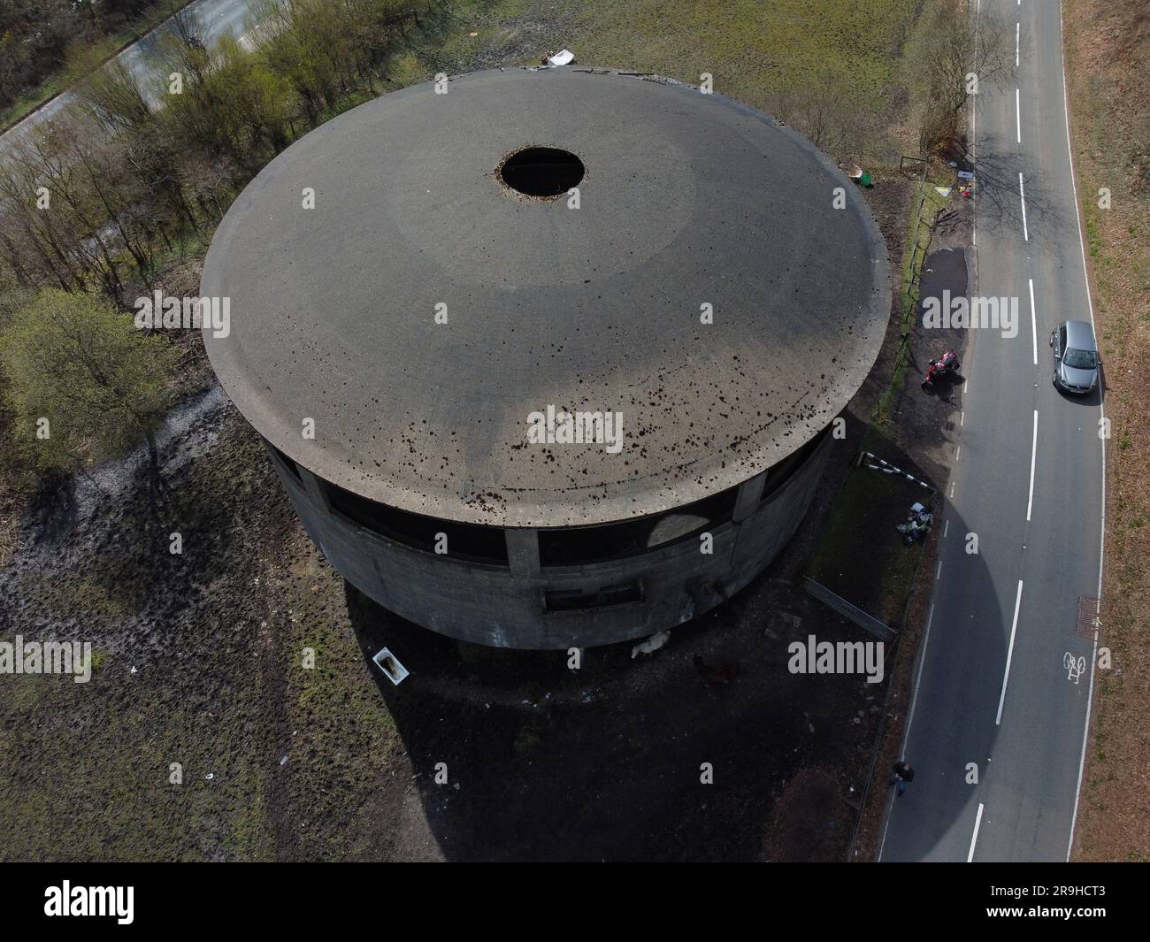 An aerial shot of the coal washery in Hafodyrynys village in Wales ...