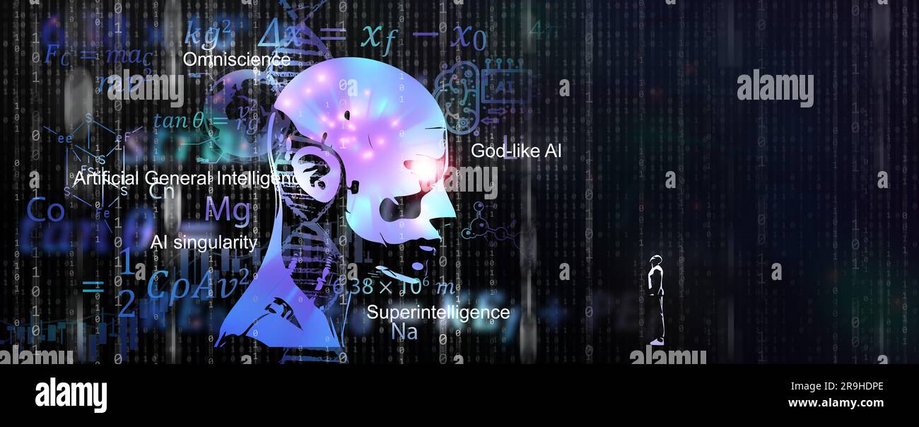 Artificial General Intelligence, AGI concept. AI can learn and solve any human's intellectual ...