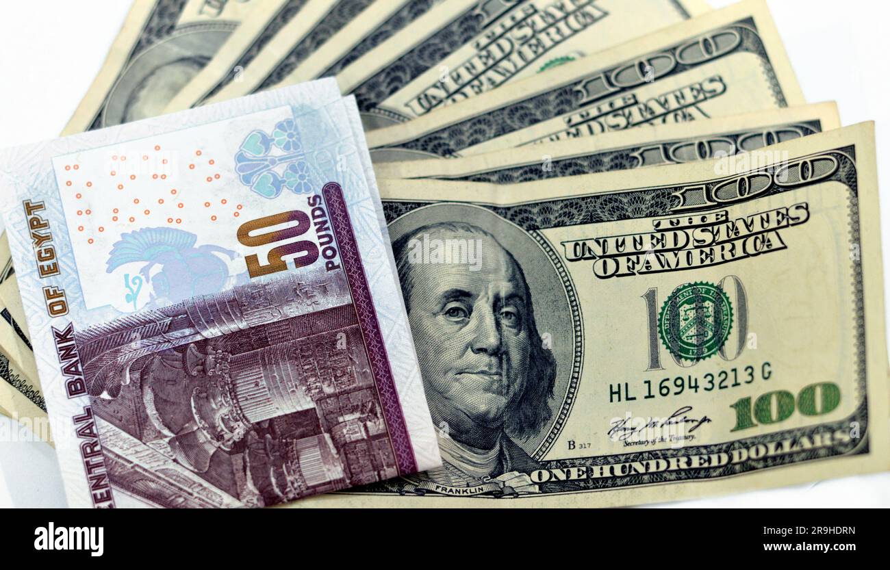 American and Egyptian money banknotes , pile of old vintage retro 100 ...