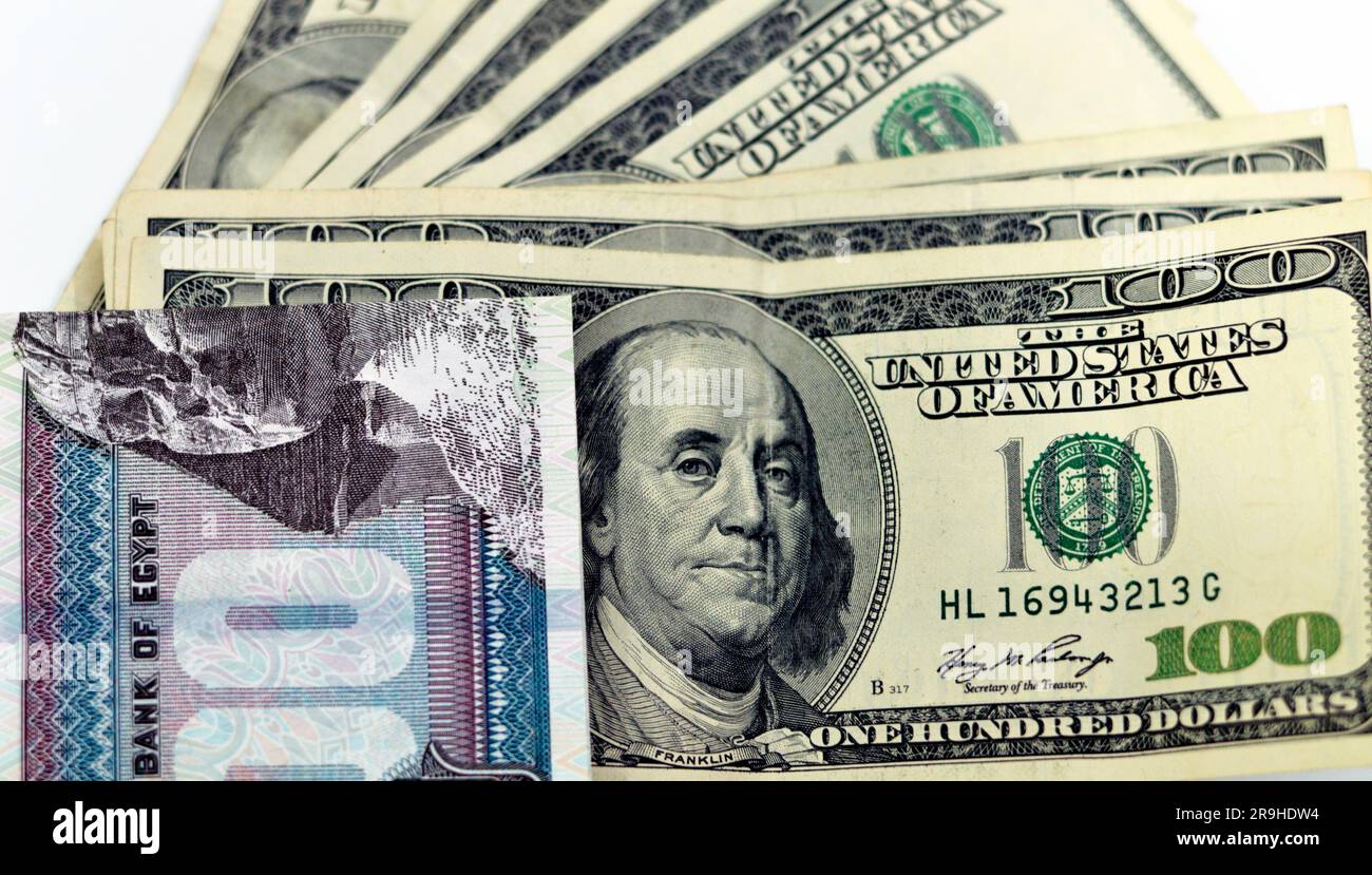 American and Egyptian money banknotes , pile of old vintage retro 100 ...
