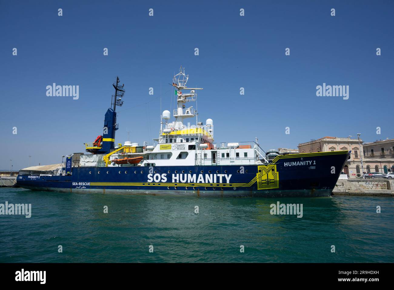 Sos humanity migrant rescue boat ship ortigia island siracuse Stock ...