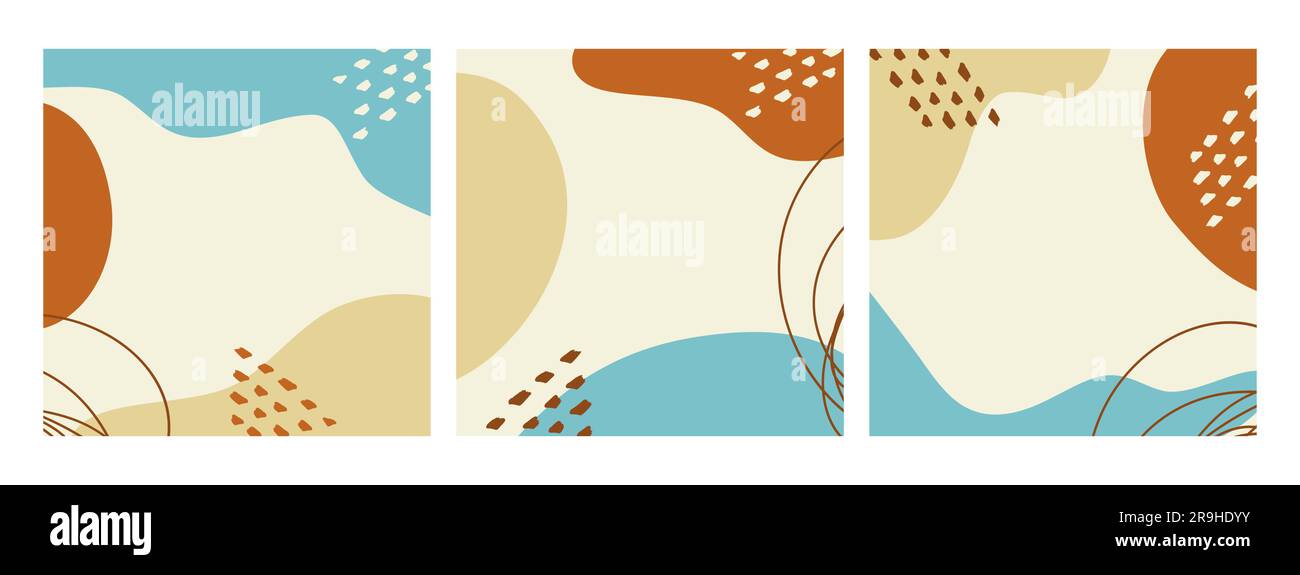 Set of banners in boho style, posters in pastel colors, abstract shapes ...
