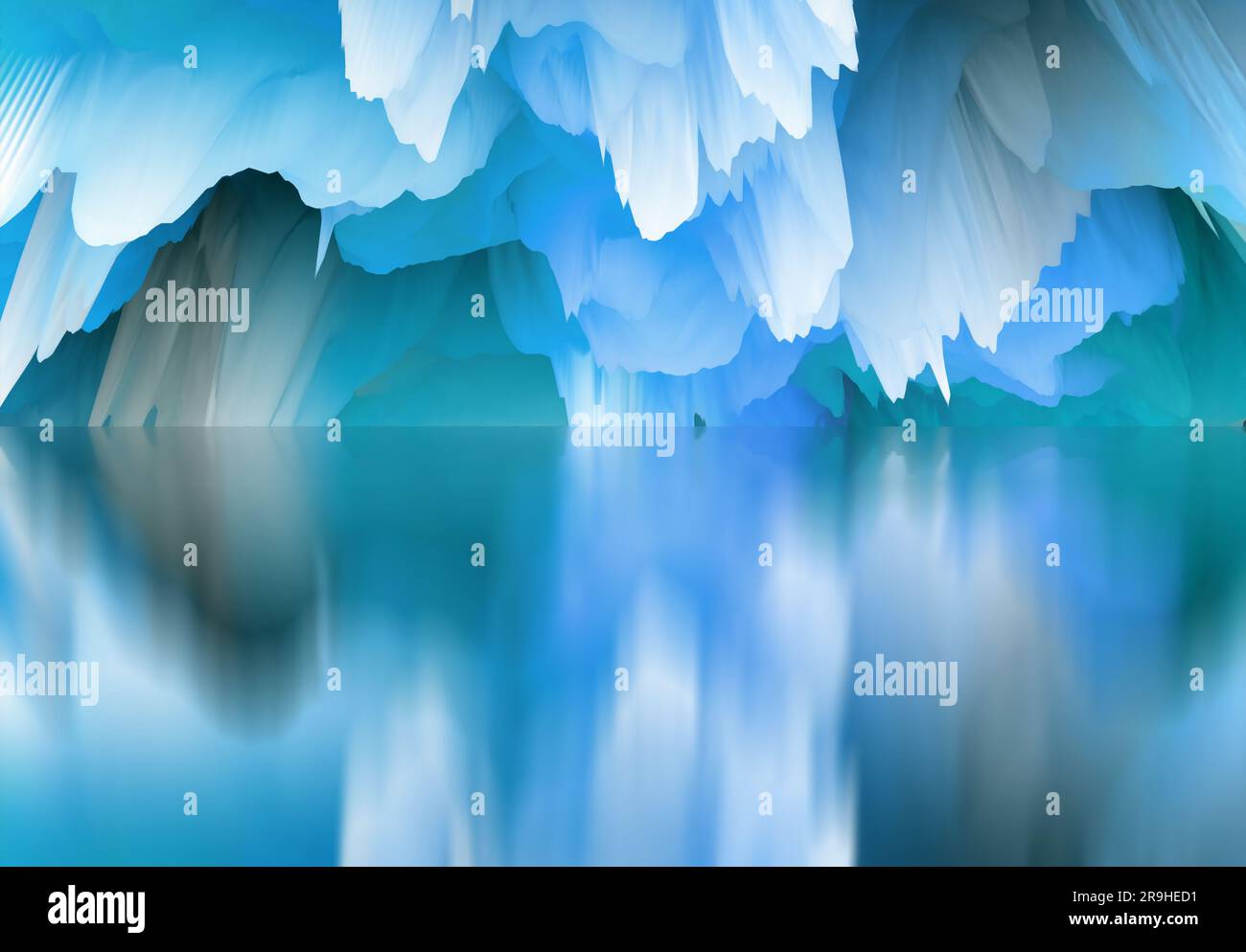 Magical world. Abstract Landscape, surreal lake and reflections. art ...