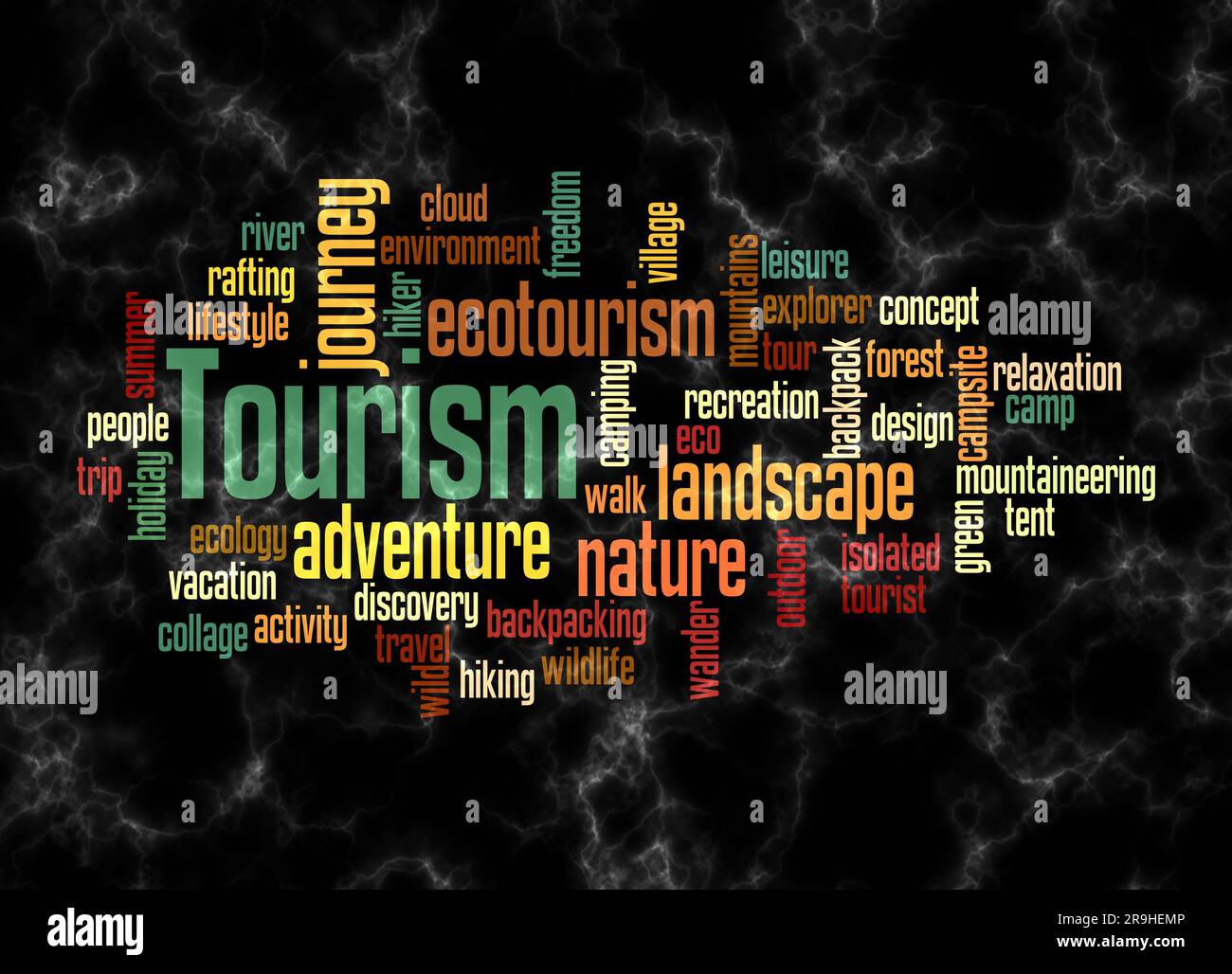 Word Cloud with TOURISM concept create with text only Stock Photo - Alamy