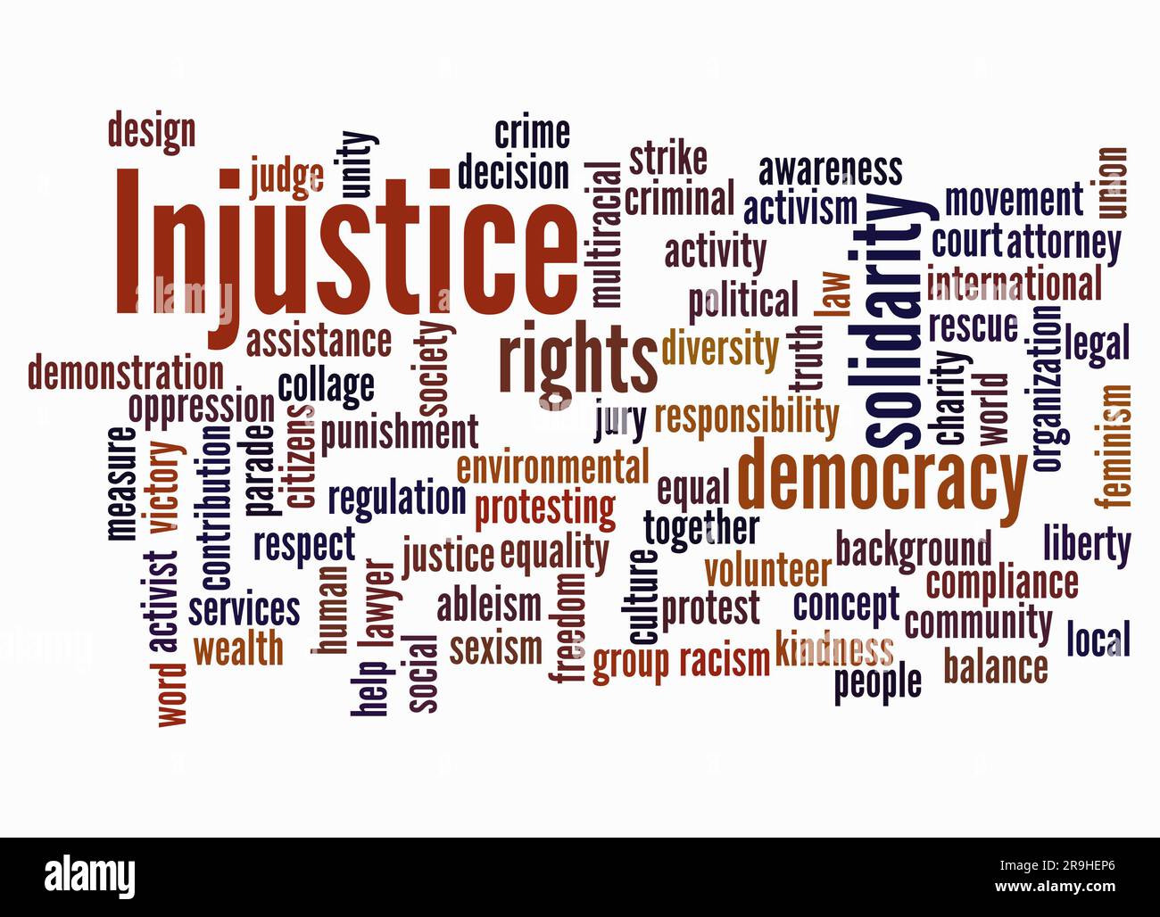 Word Cloud with INJUSTICE concept create with text only Stock Photo - Alamy