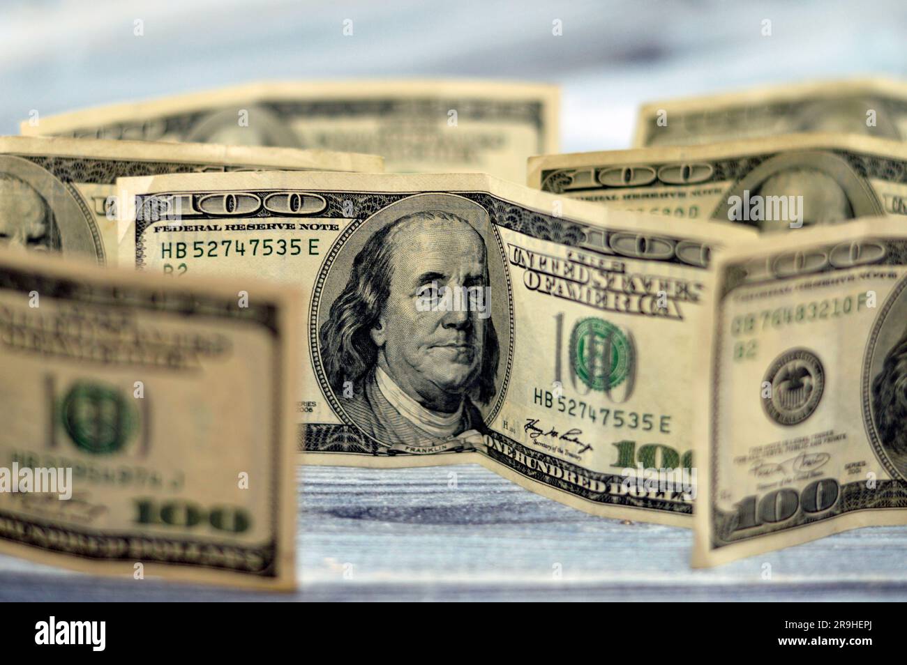 pile of 100 one hundred dollar banknote currency cash money old series ...