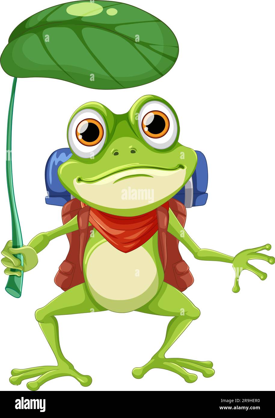 Green Frog Cartoon Character Holding Leaf Umbrella illustration Stock ...