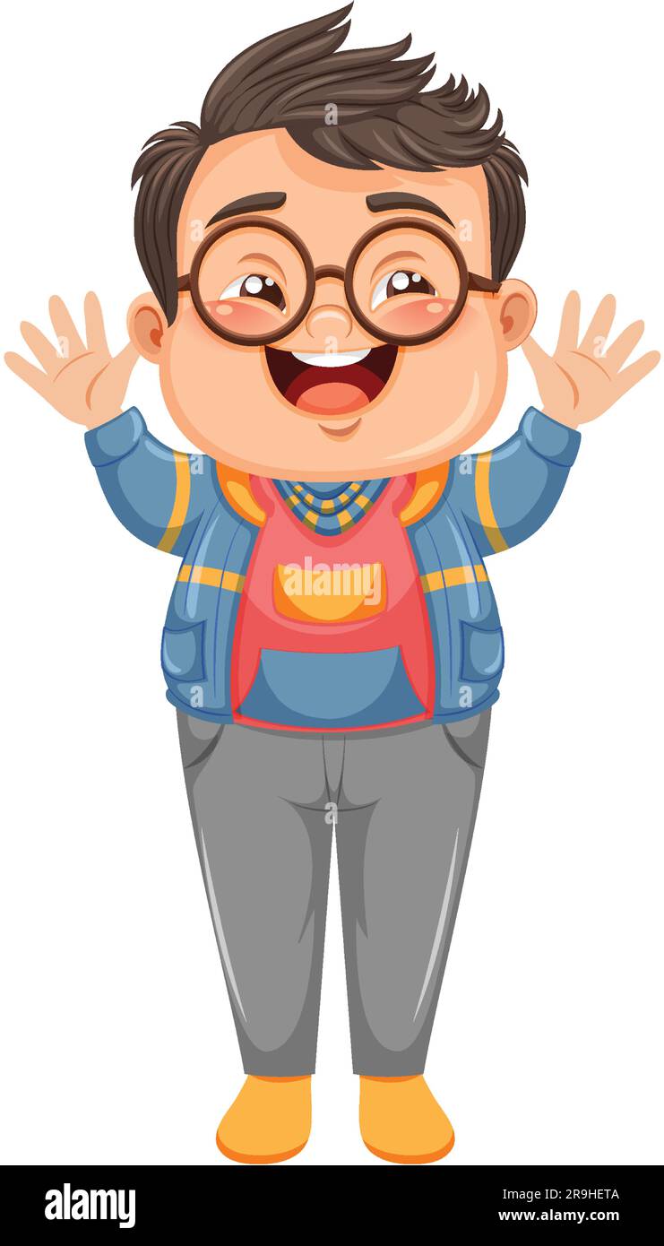 Cute nerdy boy cartoon character illustration Stock Vector Image & Art ...