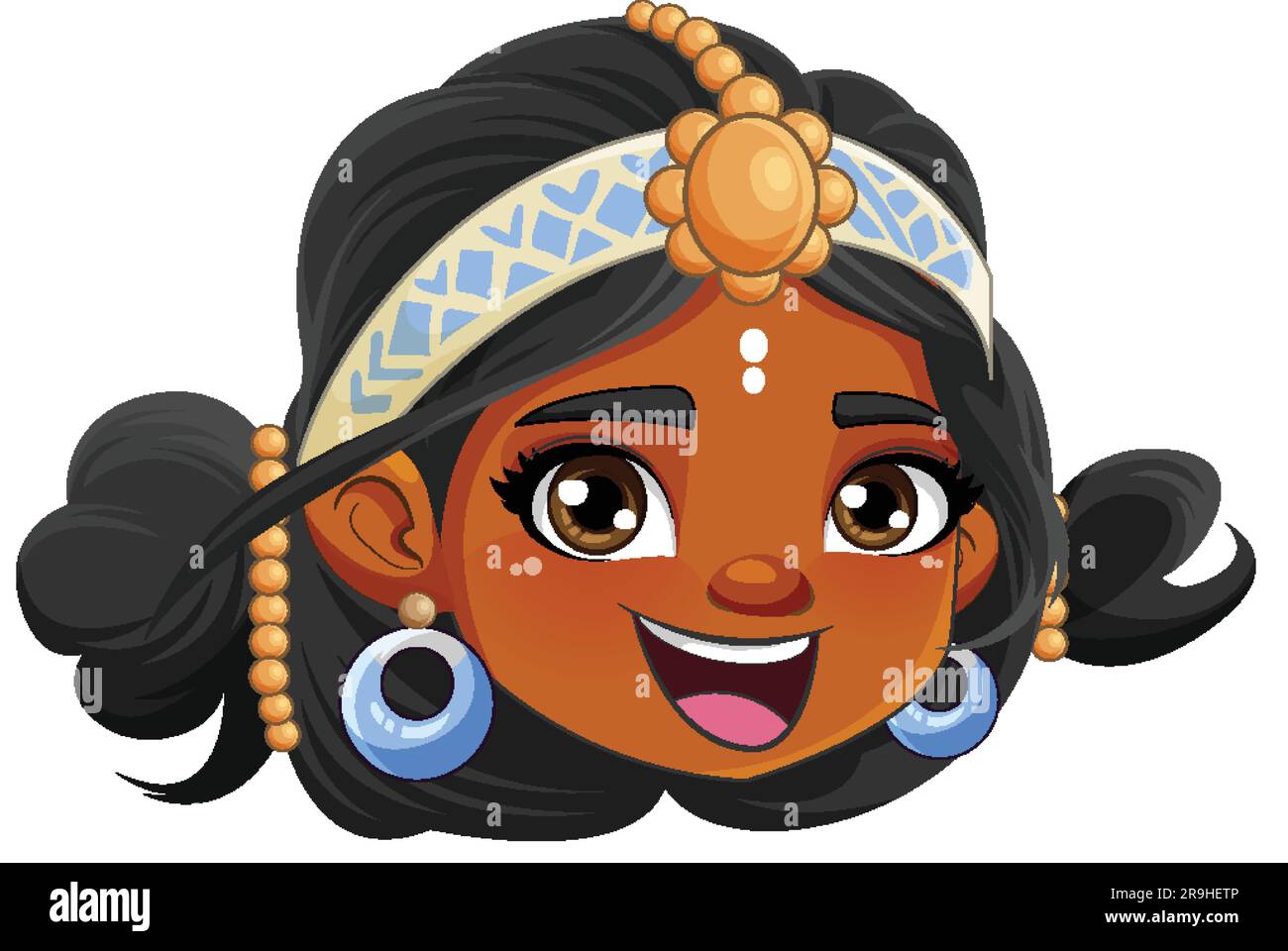 Indian woman cartoon character face smiling illustration Stock Vector ...