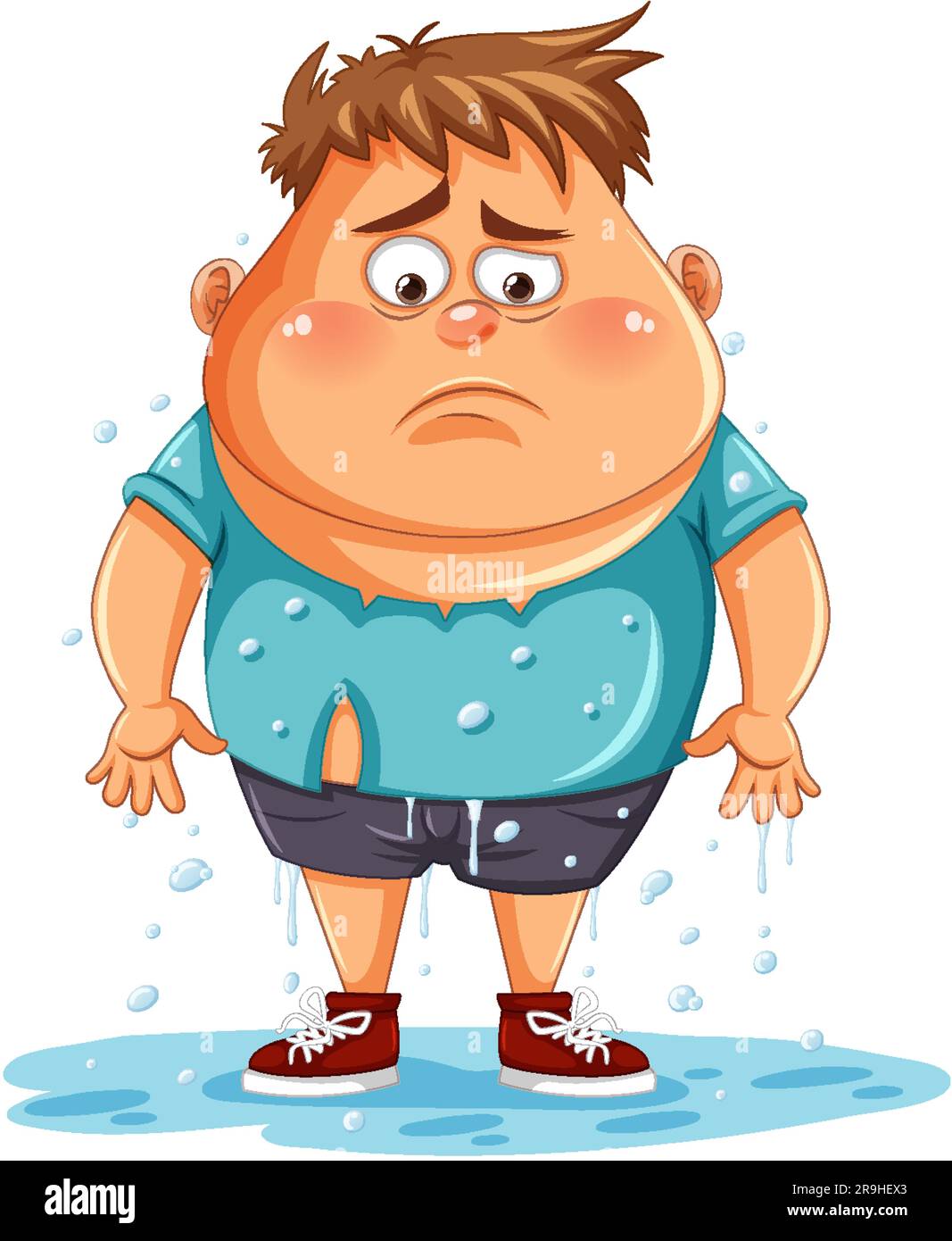 Sad Man Messing Up with Wet Water illustration Stock Vector Image & Art ...