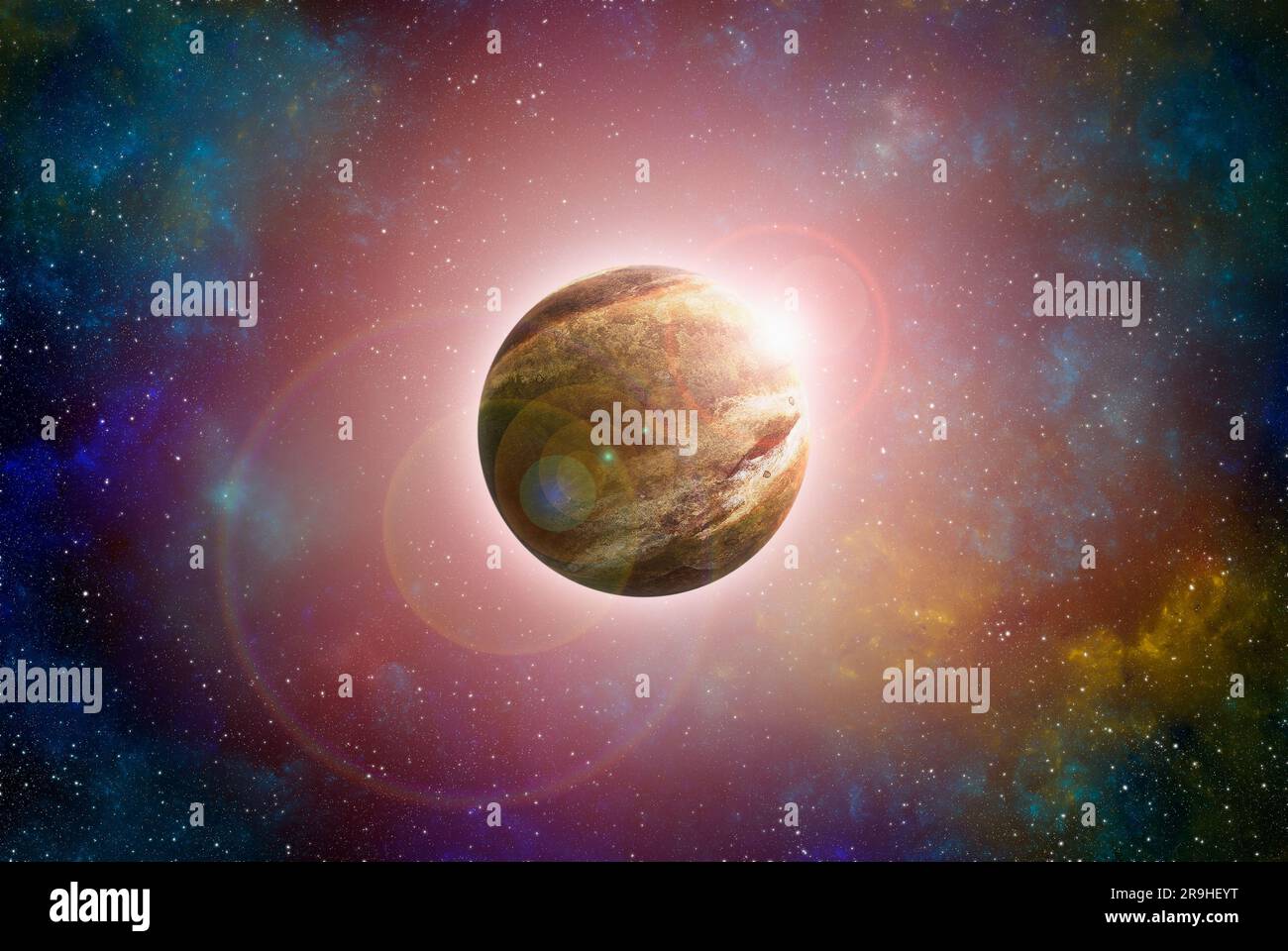 Unknown planet from outer space. Space nebula. Cosmic cluster of stars ...