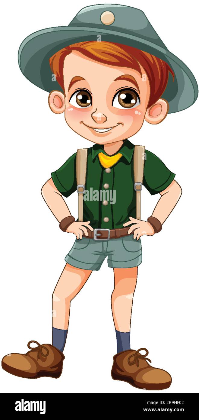 Boy scout in uniform cartoon character illustration Stock Vector Image ...