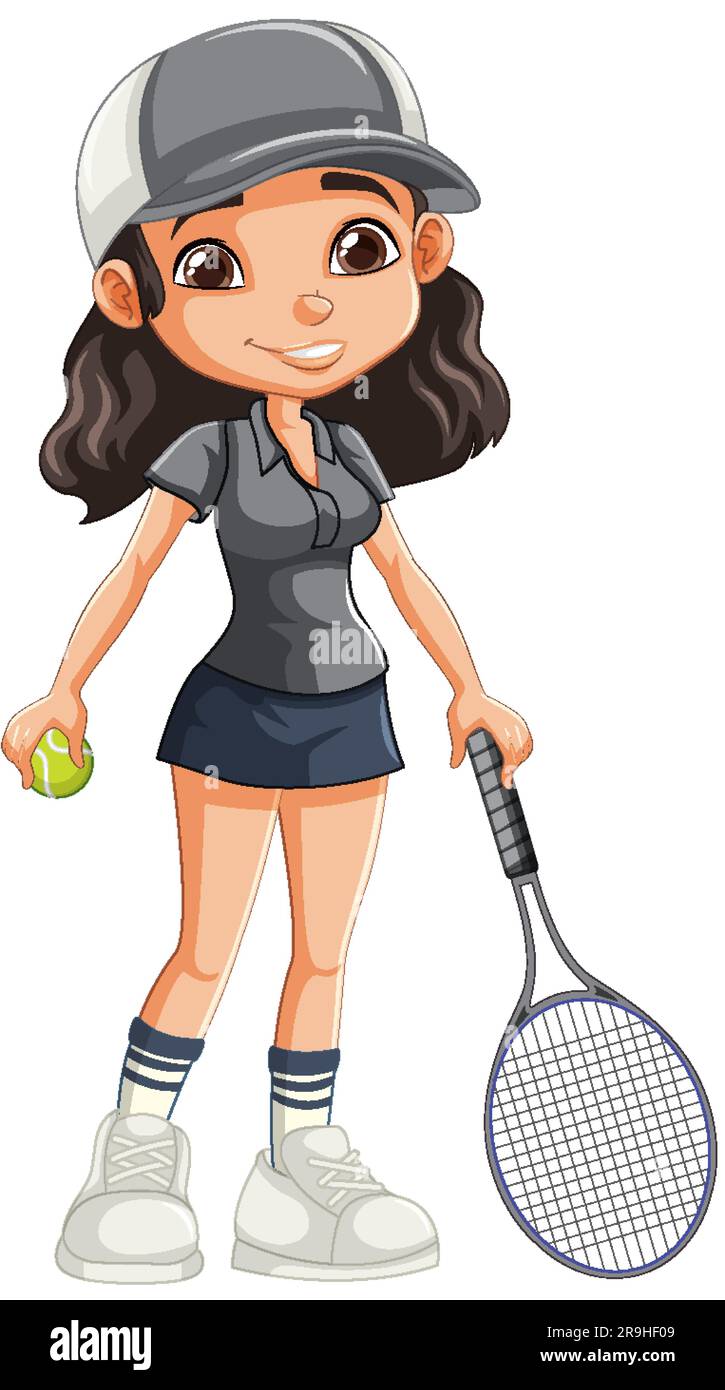 Cartoon Person Playing Tennis
