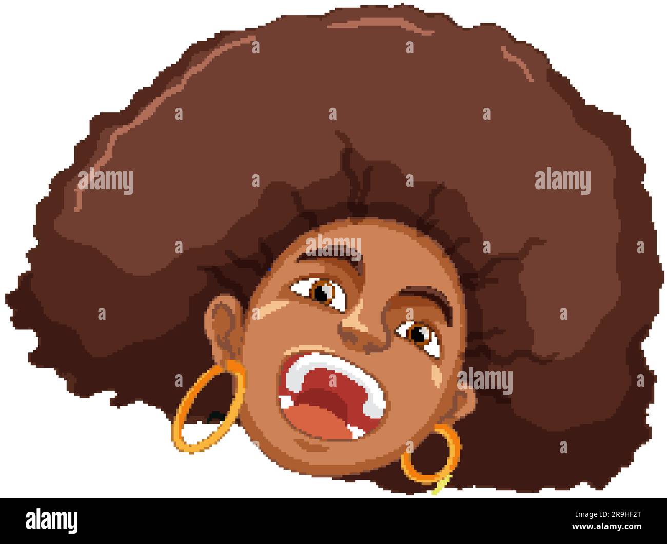 Black African American Woman Cartoon Character with Afro Hair ...