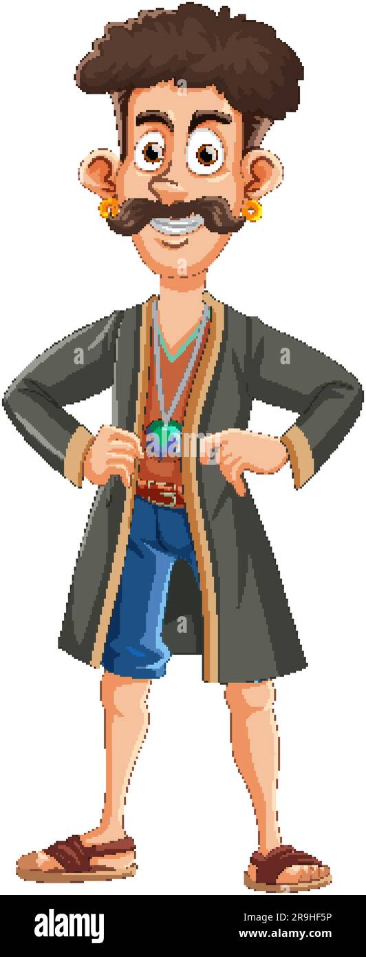 Middle age man cartoon character with mustache illustration Stock ...