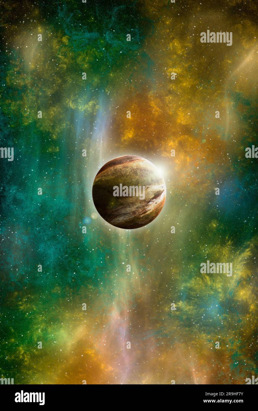 Unknown planet from outer space. Space nebula. Cosmic cluster of stars. Outer space background ...